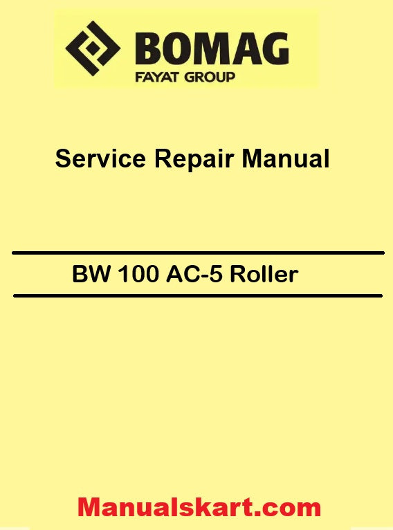 Bomag BW 100 AC-5 Combination Roller Pdf Repair Service Manual 00840124EN