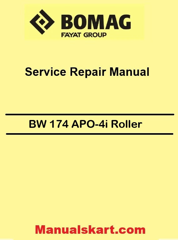 Bomag BW 174 APO-4i Roller Pdf Repair Service Manual 00892307