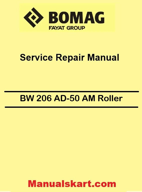 Bomag BW 206 AD-50 AM Roller Pdf Repair Service Manual 00840118EN