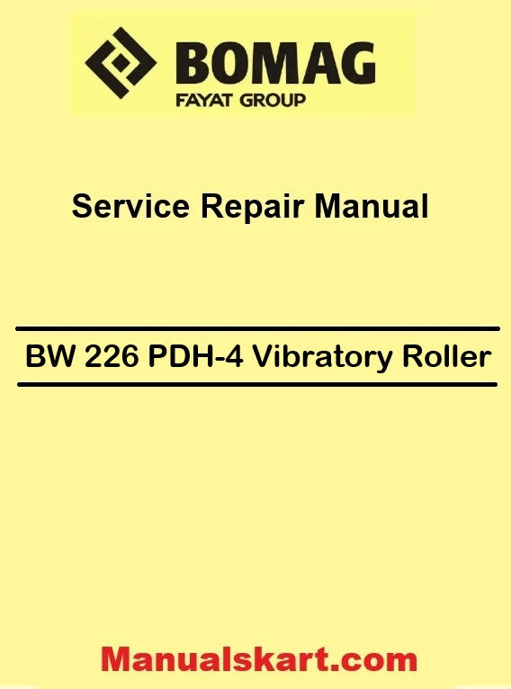 Bomag BW 226 PDH-4 Vibratory Roller Pdf Repair Service Manual 00891195
