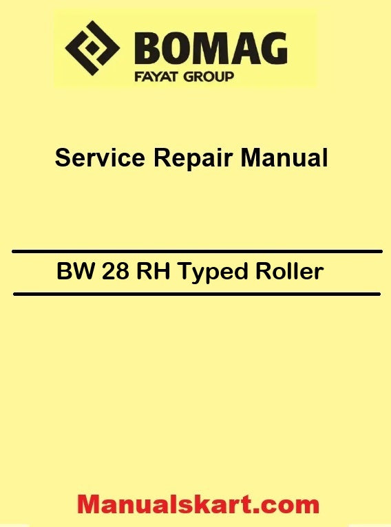 Bomag BW 28 RH Pneumatic Typed Roller Pdf Service Manual 00840180EN