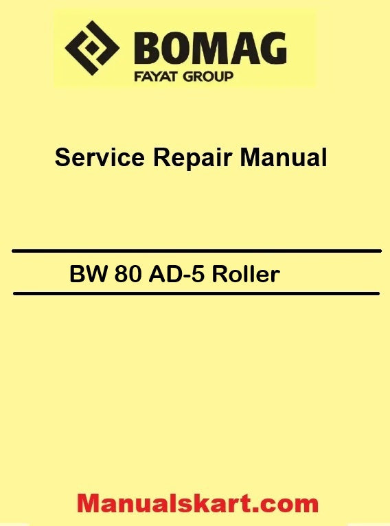 Bomag BW 80 AD-5 Roller Pdf Repair Service Manual 00892560