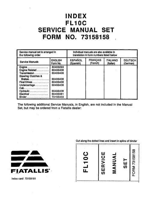 Fiat FL10C Crawler Loaders Pdf Repair Service Manual (73158158)