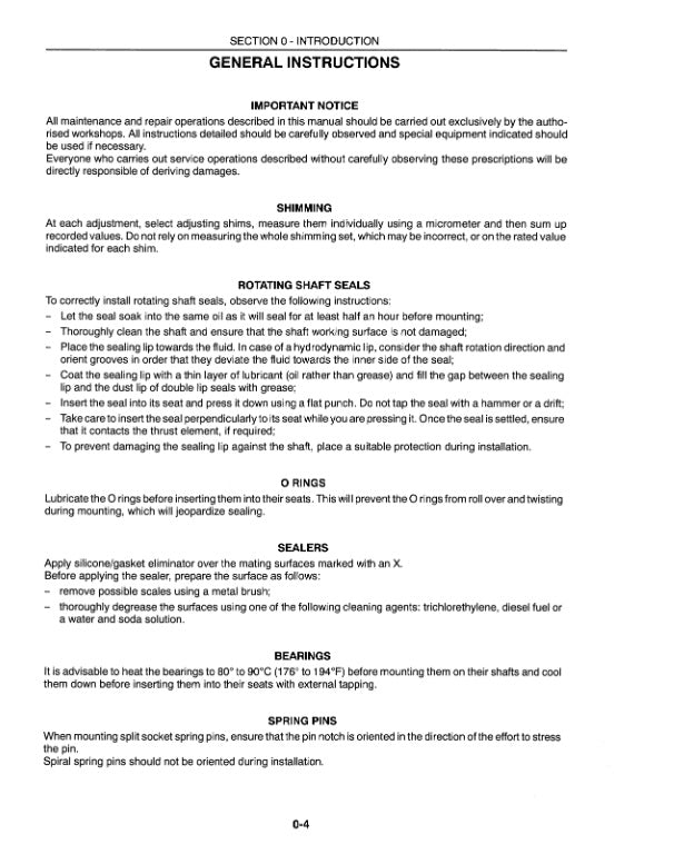 New Holland TT60A TT75A Tractors Pdf Repair Service Manual (p. Nb ...